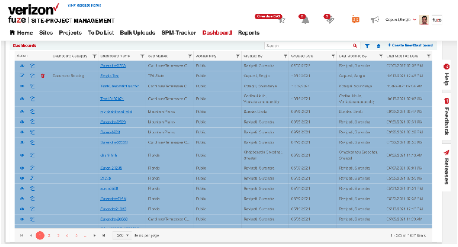 Verizon Site and Project Management Dashboard Case Study – Sergio Capursi